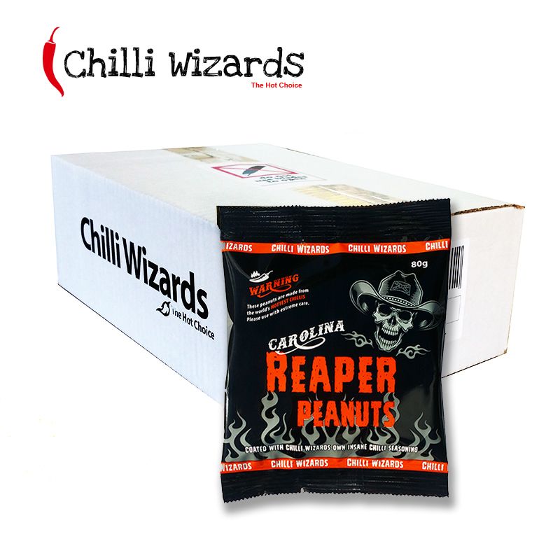 Carolina Reaper Chilli Peanuts (24 x 80g Packs) Made using the worlds ...